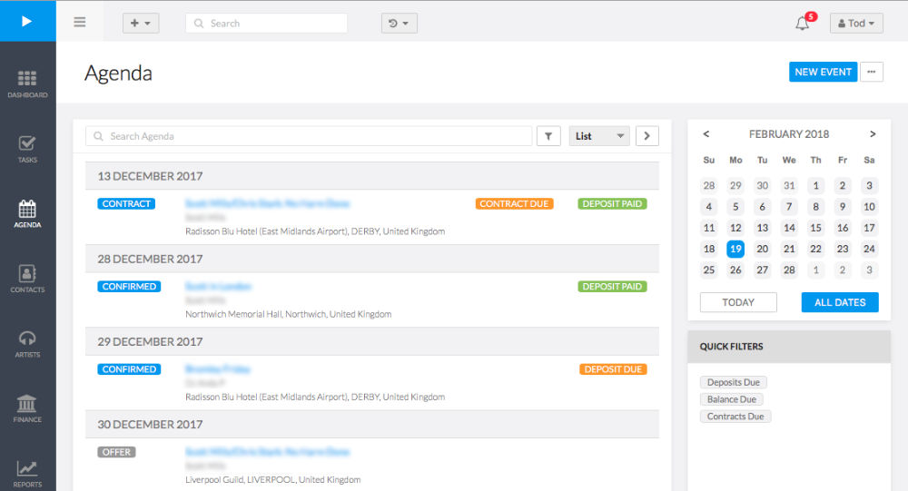 Custom Artist Management Software | Gig-Guide | Freshwater IT | The Hague